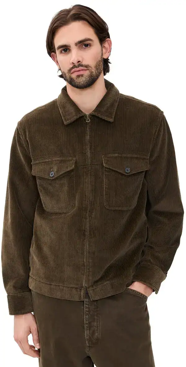 Madewell Corduroy Zip-Up Jacket In Expedition Green - 40% Off